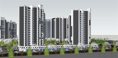 现代风格高层住宅小区整体规划sketchup模型 Sketchup模型库 毕马汇 Nbimer