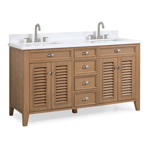 60 Inch Double Sink Wood Style Bathroom Vanity With Quartz Top Soft