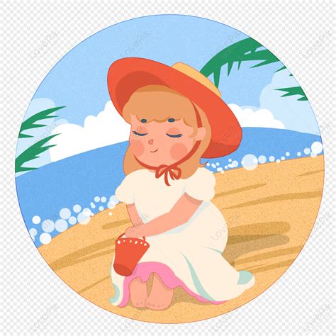 해변 소녀 Png 일러스트 무료 다운로드 Lovepik