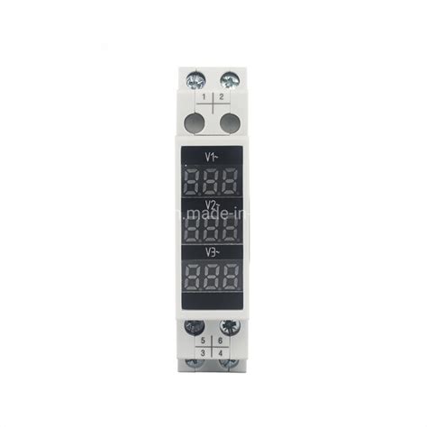 DIN Rail Three Phase Voltage Meter AC V Mini Modular Voltmeter Indicator LED Digital