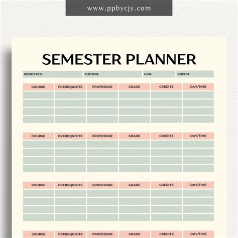 Semester Class Planner Pdf Course And Assignment Organizer College
