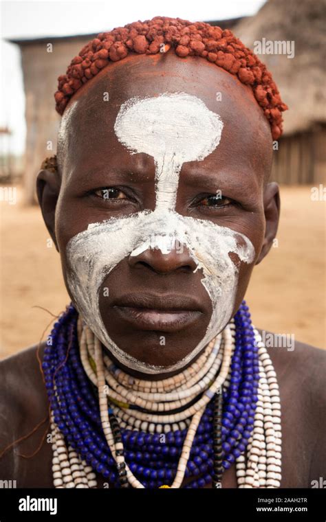 Ethiopia South Omo Kolcho Village Face Of Traditionally Decorated