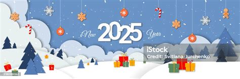 메리 크리스마스와 새해 복 많이 받으세요 배너 종이 컷 아웃 효과에 카드 템플릿 벡터 일러스트 레이 션 12월에 대한 스톡 벡터 아트 및 기타 이미지 Istock