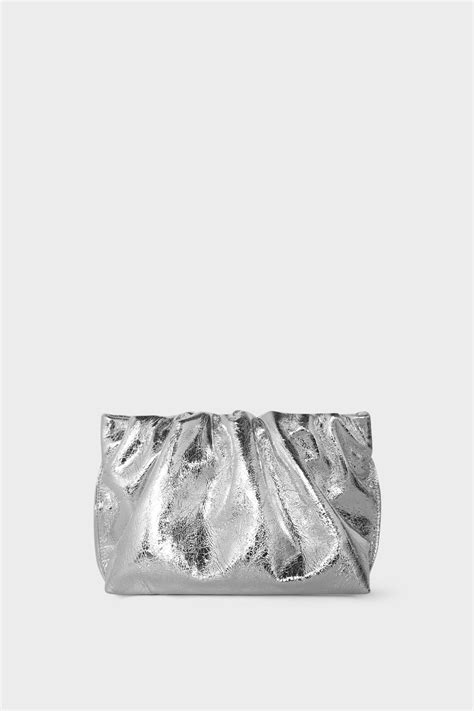 Mini Puffa Metallic Silver Clutch Crossbody Bag Handmade In Australia