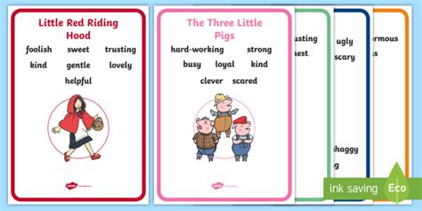 Tale Character Traits Display Posters Story Character Attribute Posters