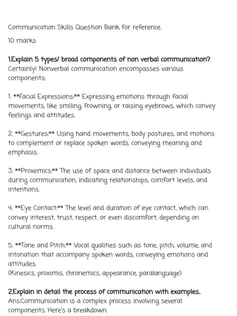 Cs Question Bank Pdf Communication Nonverbal Communication