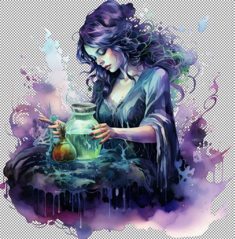 Midnight Potion With Witch Brewing Clipart Spooky Witchs Brew Clipart