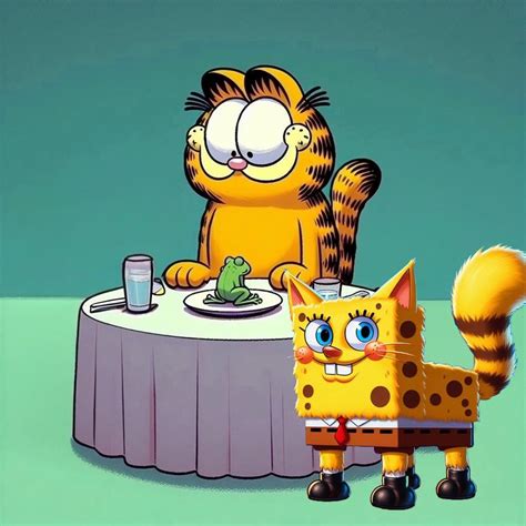Pov You Are From U Godrefield Alternate Universe Where Spongebob Is A Cat And Garfield Eats