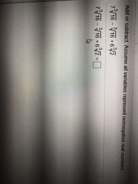 Solved Add Or Subtract Assume All Variables Represent Chegg