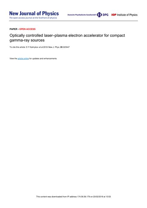 Pdf Optically Controlled Laser Plasma Electron Accelerator For Compact Gamma Ray Sources