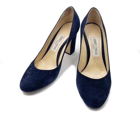 Jimmy Choo Navy Suede Heels Lar Vintage