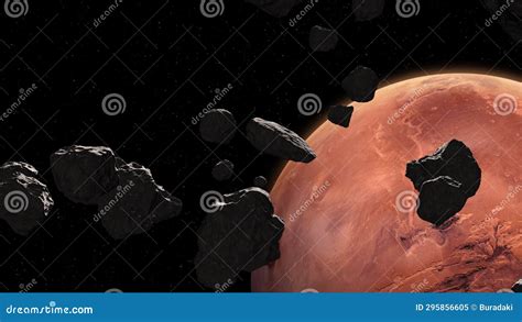 Asteroids Field And Planet Mars In Space Stock Video Video Of Clip