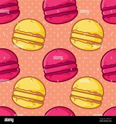 Macaron Cake Seamless Pattern Vector Illustration Stock Vector Image