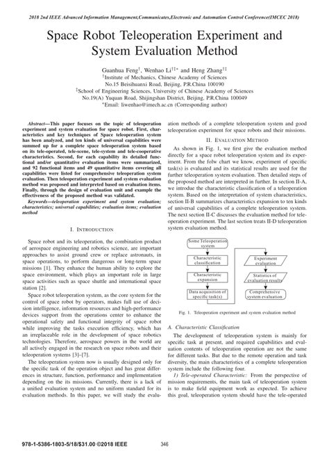 Pdf Space Robot Teleoperation Experiment And System Evaluation Method