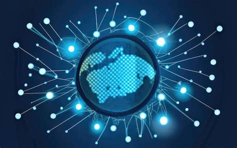 Premium Photo Abstract Connected Dots And Lines On Blue Background Communication And