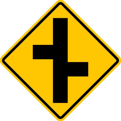 Unregulated Intersection With An Adjacent Road On Both Sides Road Merge Sign Road Junction A