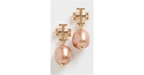 Tory Burch Kira Pearl Drop Earrings In Natural Lyst