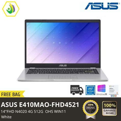 Jual Asus E410mao Fhd4521 14inc Fhdceleron N40204g512gwhite Di