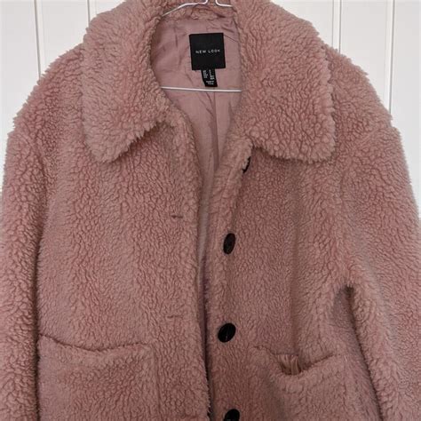 New Look Pink Fluffy Jacket In Good Condition Depop