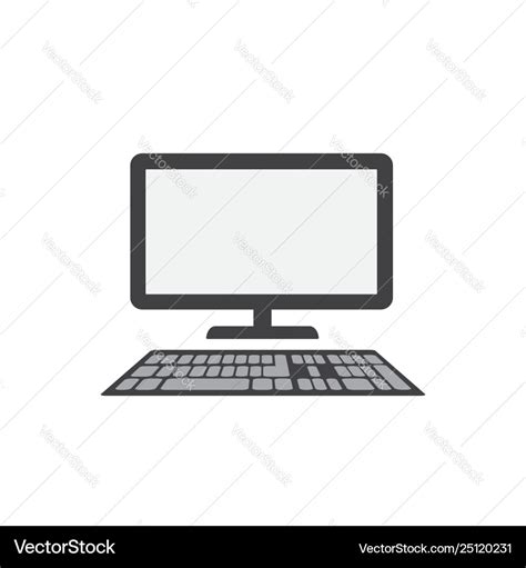 Black Flat Desktop Computer Royalty Free Vector Image