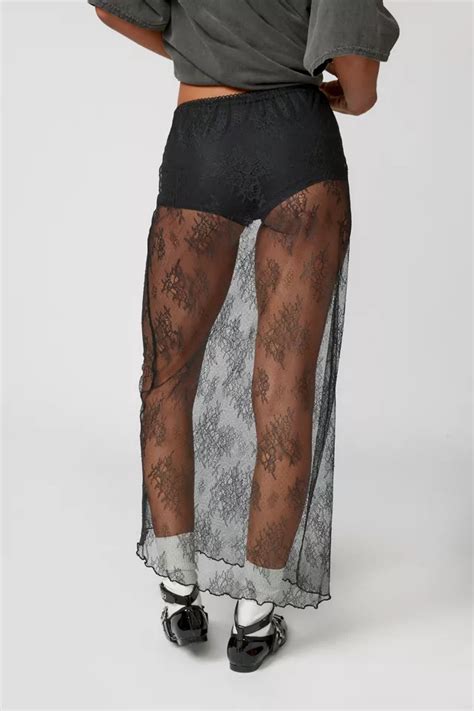 Uo Jules Sheer Lace Midi Skirt Urban Outfitters