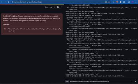 Cant Deploy My Apps That Are Using The Opencv Librarymodulenotfounderror Import Cv2