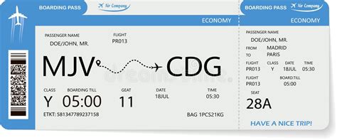Airline Ticket Boarding Pass Vector Stock Illustrations 7474 Airline