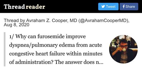 Thread By Avrahamcoopermd 1 Why Can Furosemide Improve Dyspnea