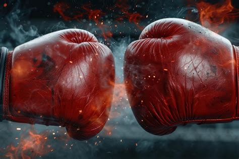 Intense Boxing Gloves Colliding With Sparks Premium Ai Generated Image