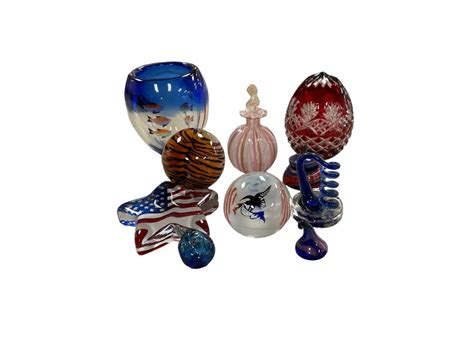Lot Hand Blown Glass And Paperweights