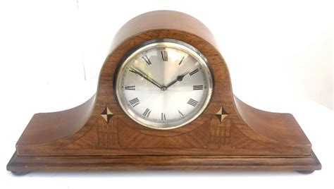 Amazing Solid Mahogany Timepiece Mantel Clock Hat Shaped Inlaid