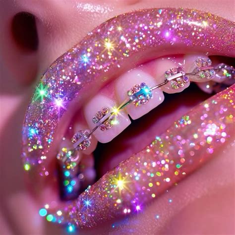 Glitter Brace Face In 2025 Lip Colors Lip Art Pop Art Lips