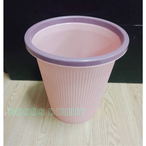 ถังขยะทรงกลม ถังขยะพลาสติก ขนาด 10 ลิตร ไม่มีฝา ล็อคถุงแบบกดขอบ สีพื้น