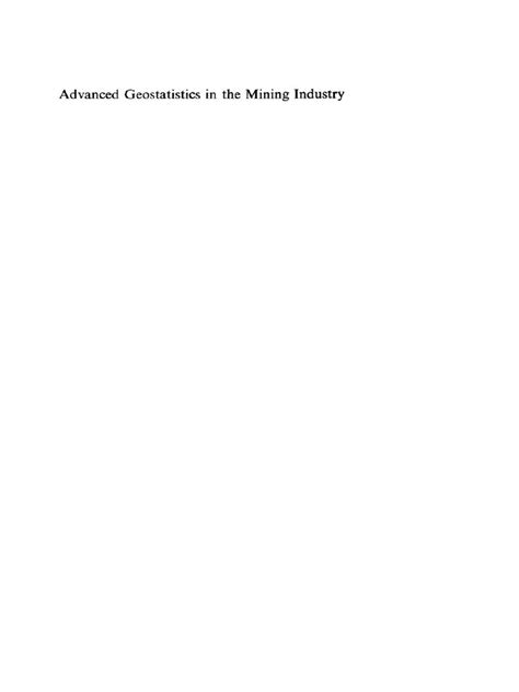 Matheron 1976 Advanced Geostatistics In The Mining Industry Pdf Science