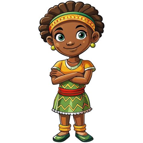 A Cartoon Drawing Of A Girl With Her Arms Crossed Premium Ai