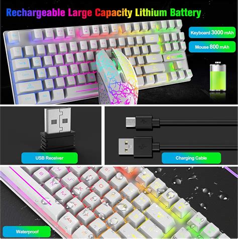 Buy Wireless Gaming Keyboard Mouse And Wired Clear Acrylic RGB Keyboard Stand With Rainbow