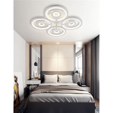 Lustra Led Cu Telecomanda Elits 4 Cercuri 96w Emag Ro