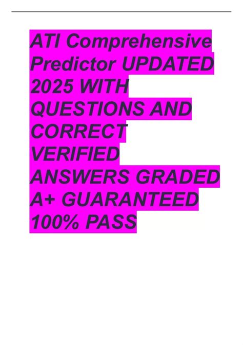 Ati Comprehensive Predictor Updated 2025 With Questions And Correct Verified Answers Graded A