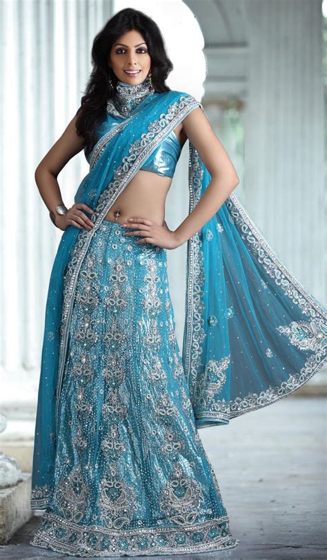Beautiful Blue Bollywood Dress Party Wear Sarees Indian Wedding Fashion