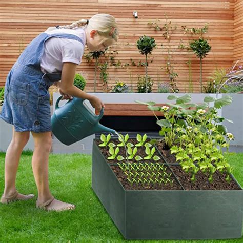 1 Pack Fabric Raised Planting Bed 4 Divide Grids Fabric Raised Garden