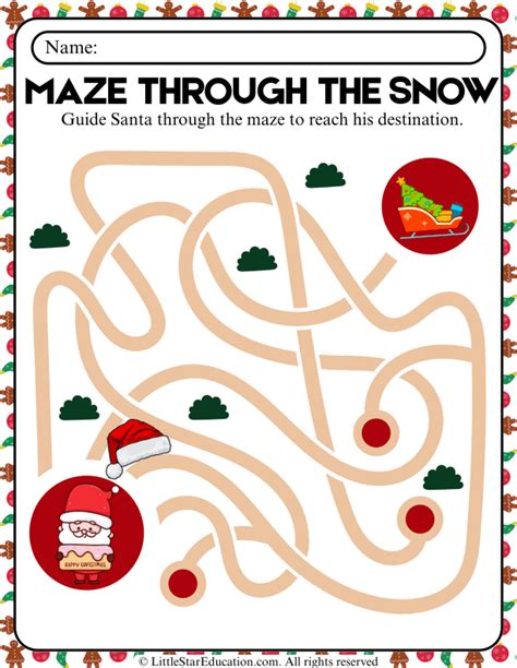 Santa Maze Challenge Fun Pre K And Kindergarten Math Game