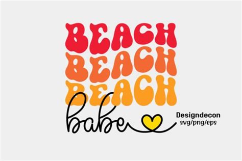 Beach Babe Retro Groovy Hearty Svg Graphic By Designdecon · Creative