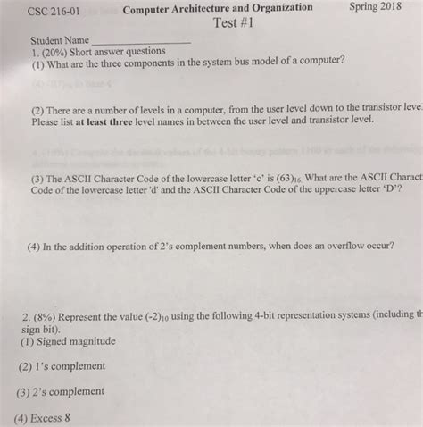 Solved Csc Computer Architecture And Organization Chegg