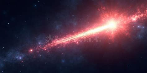 Background Of Meteor Streaking Across Starry Night Sky With Intense Red And White Light Trails