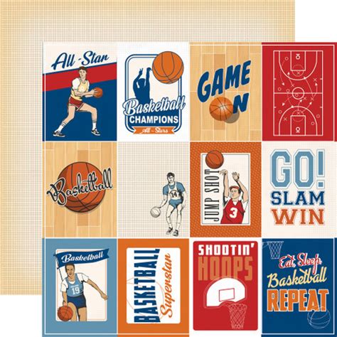 Slam Dunk 3x4 Journaling Cards 12x12 Patterned Paper Echo Park Paper Co