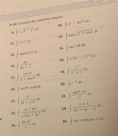 Solved 9 54 Evaluate The Indefinite Integral 9 X1x2dx Chegg