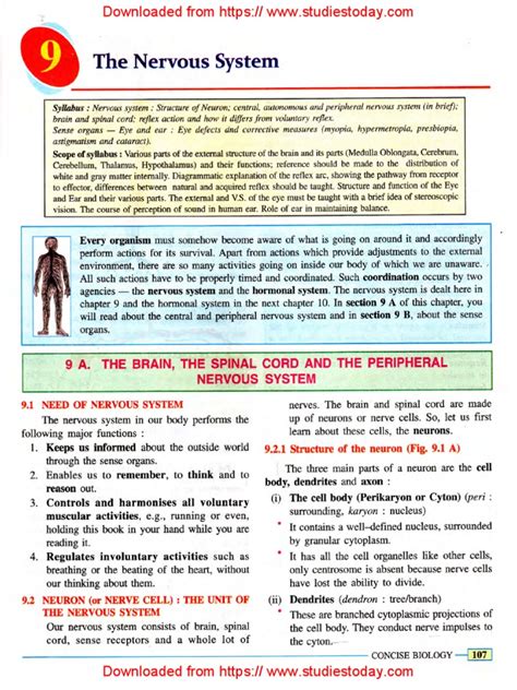 Icse Class 10 Biology Chapter 09 The Nervous System Pdf