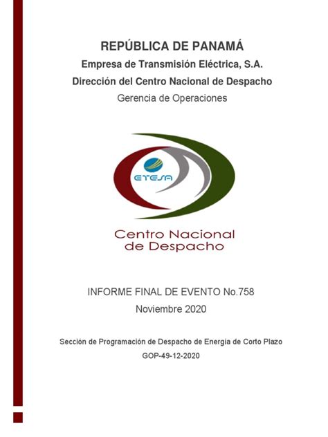 Informe Final De Evento 758 Pdf Scada Ingenieria Eléctrica