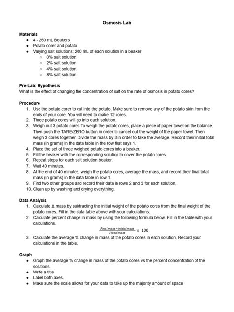 Efes Copy Of Osmosis Lab Pdf