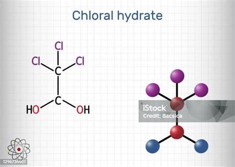 클로랄 수화물 Geminal Diol 마취 분자 클로랄 최면 및 진정제 항 경련 약물의 합성 모노 하이드레이트 구조적 화학 적